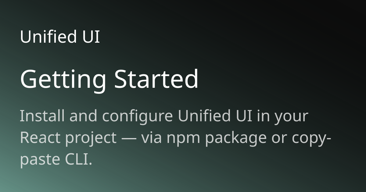 Getting Started - Unified UI